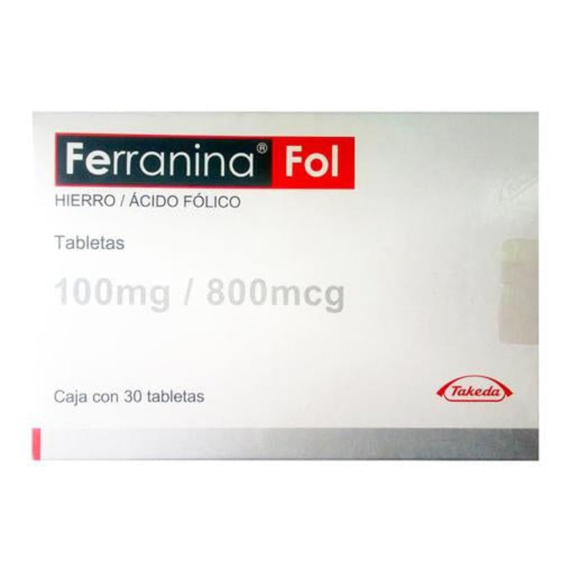 Ferranina Fol 100 Mg Con / 800 Mcg Con 30 Tabletas