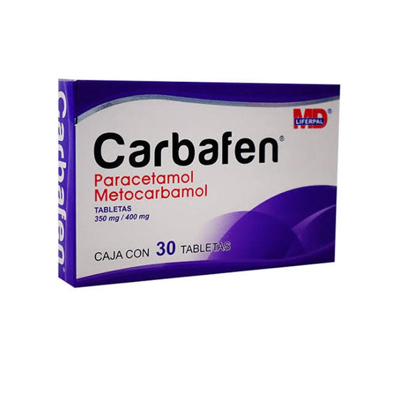 Paracetamol / Metocarbamol 350 / 400 Mg Con 30 Tabletas Carbafen